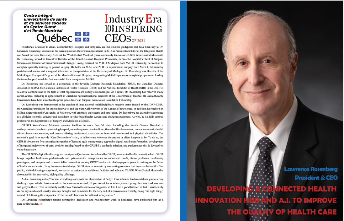 Dr Rosenberg named among 10 most inspiring CEOs - OROT
